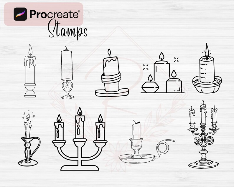 Procreate Stamps | 100 Candle Procreate Brushes | Procreate Doodle ...