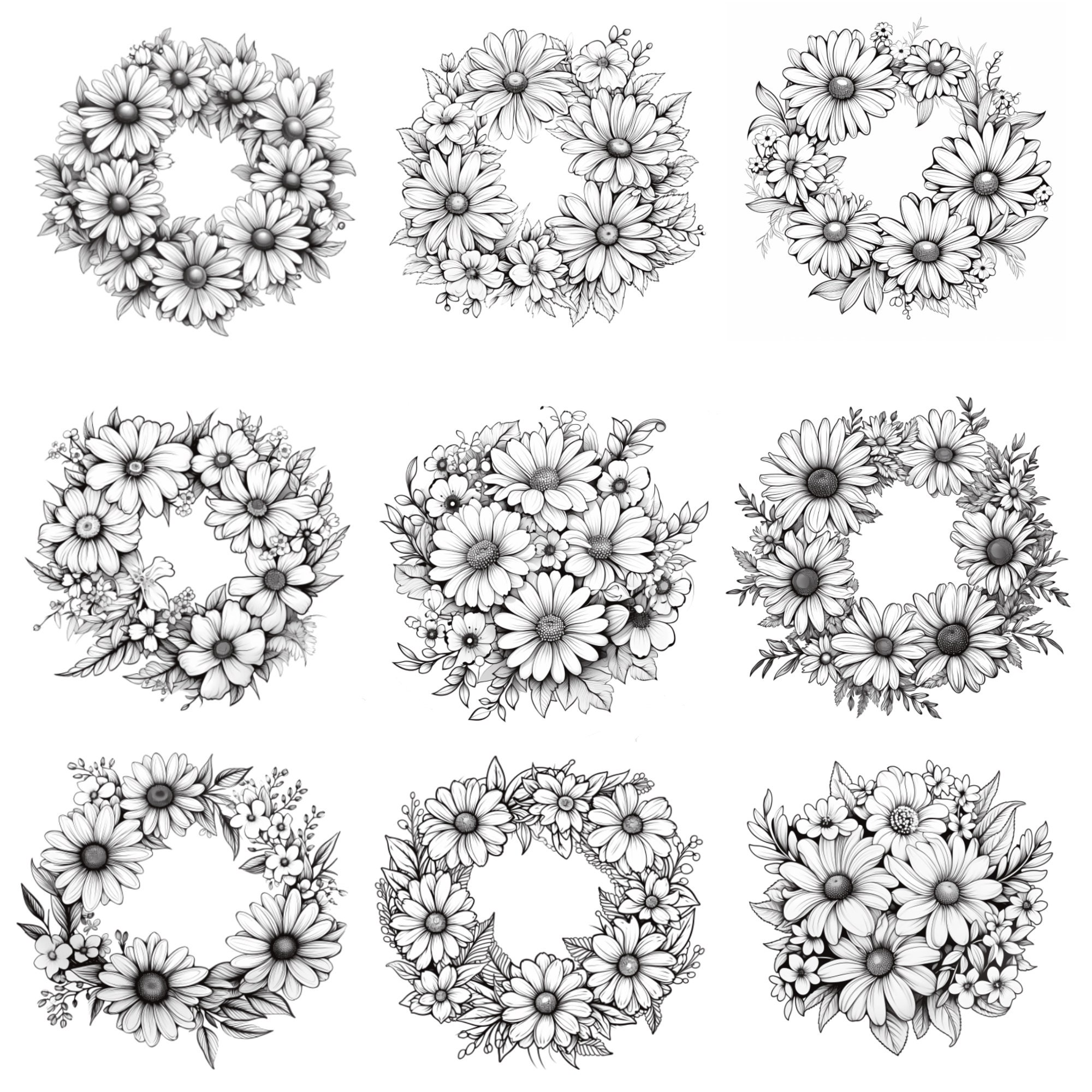 Daisy Flower Procreate Stamps | 100+ Procreate Floral Stamps ...