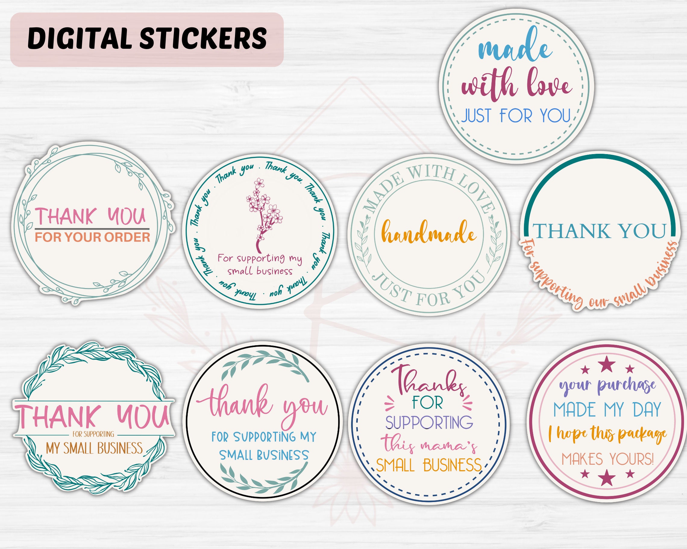 Digital Thank You Stickers Png Hand Lettered 30 Thank You - Etsy