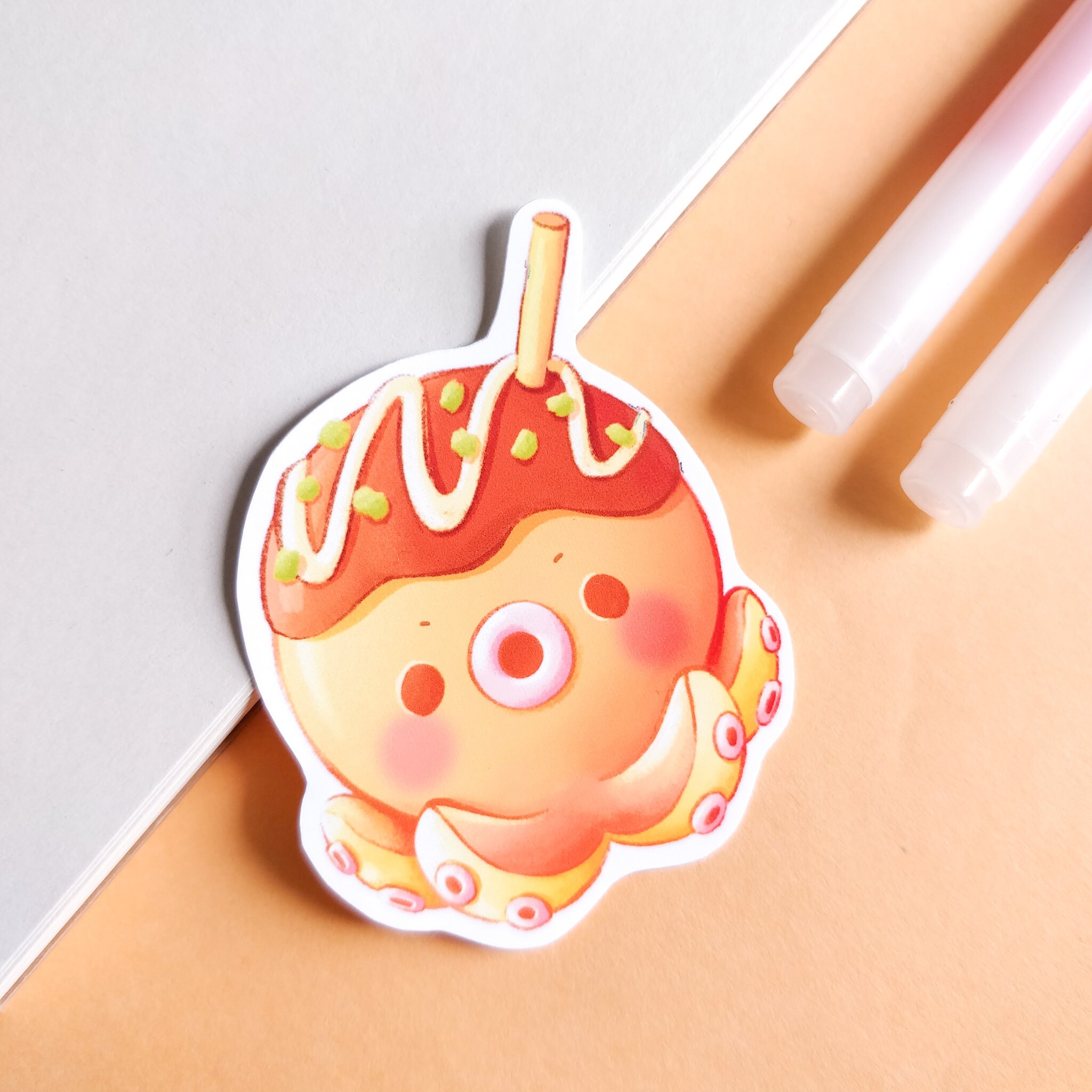 Kawaii Takoyaki Sticker Japanese Octopus Food Illustration | Etsy