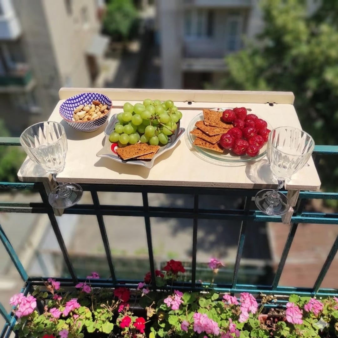 Adjustable Balcony Table, Space-saving Folding Table for Small ...
