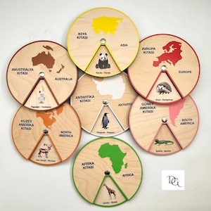 Learning Animals on Continents, 7 Continents Wheel and Box Set ...