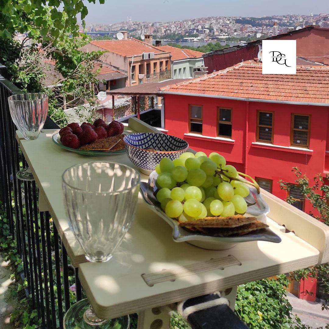 Adjustable Balcony Table, Space-saving Folding Table for Small ...