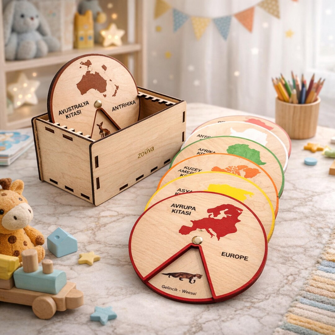 Learning Animals on Continents, 7 Continents Wheel and Box Set ...