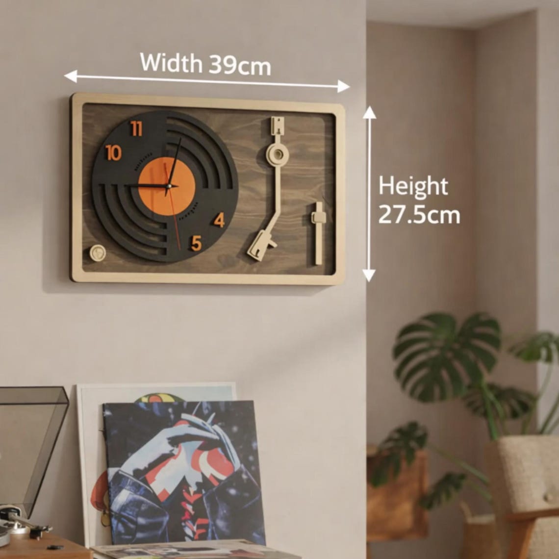 Vintage Wooden Vinyl Record Wall Clock, Retro Music Decor, Groove Clock ...