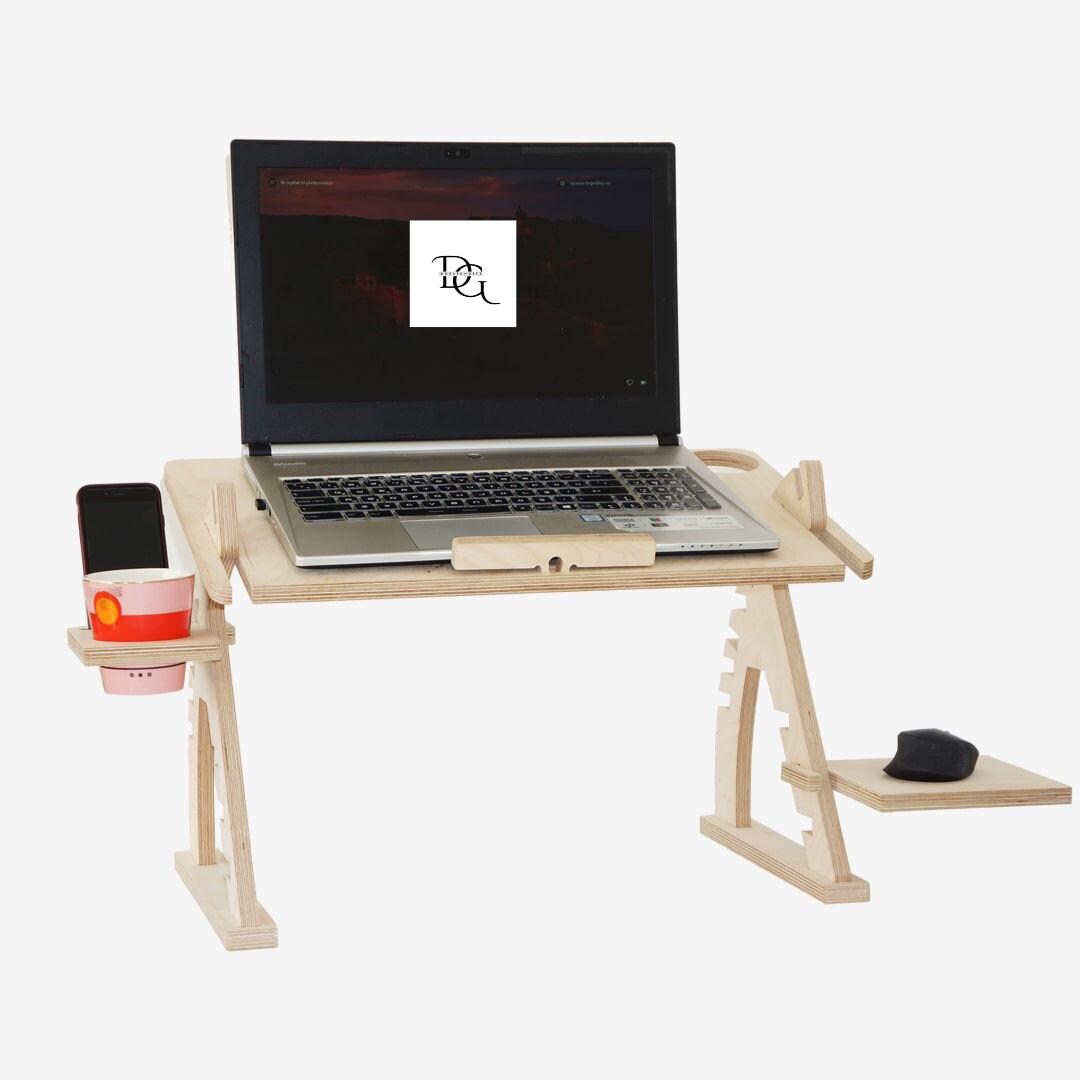 Adjustable Wooden Laptop Stand, Wood Lap Desk, Laptop Bed Tray ...