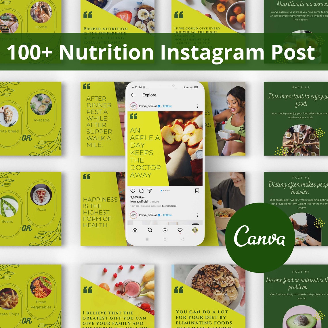 100 Nutrition Post Bundle Instagram Post Templates | Etsy