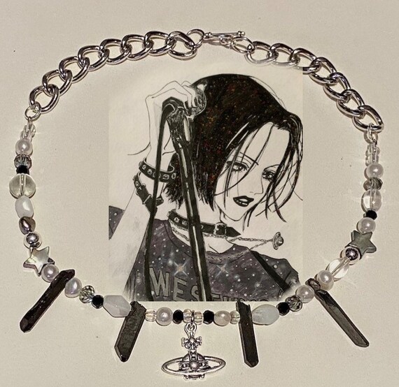Nana Osaki Inspired Black And White Glass Beaded Necklace With Etsy
