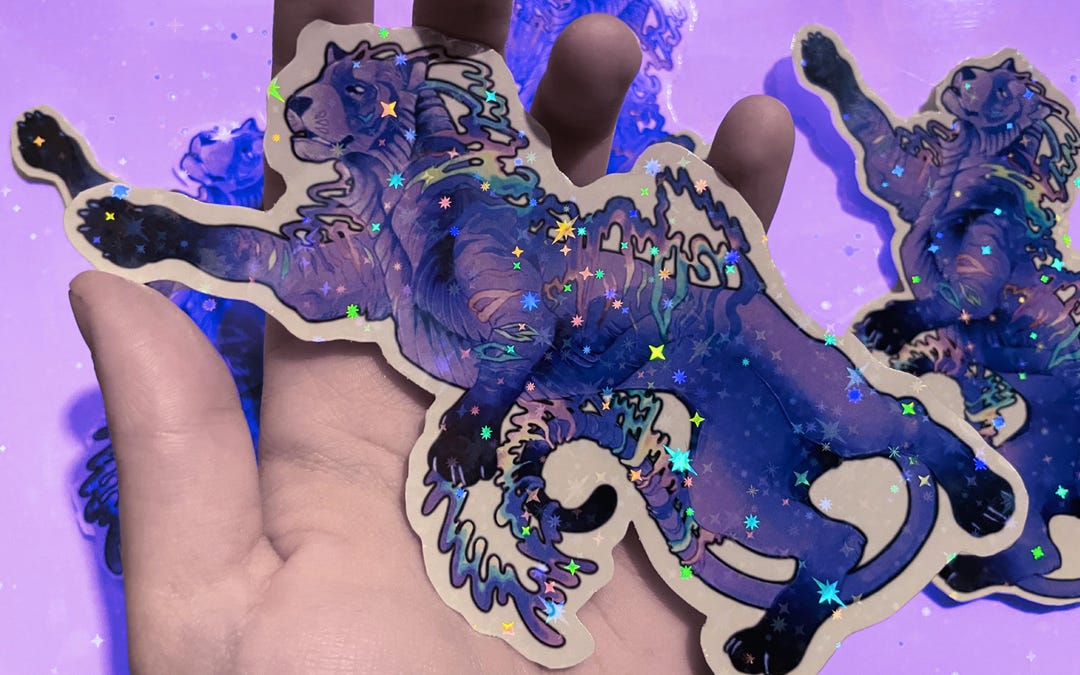 Sparkle Tiger | Large Art Sticker - Etsy