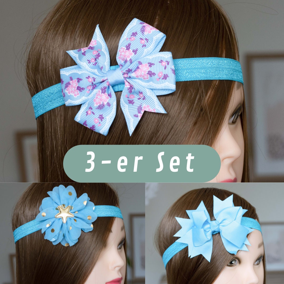 Set of 3 Blue and Purple Hair Bands for Baby Girls - Etsy