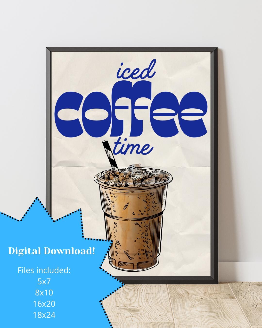 Iced Coffee Time Digital Print – Coffee Art for Kitchen & Café ...