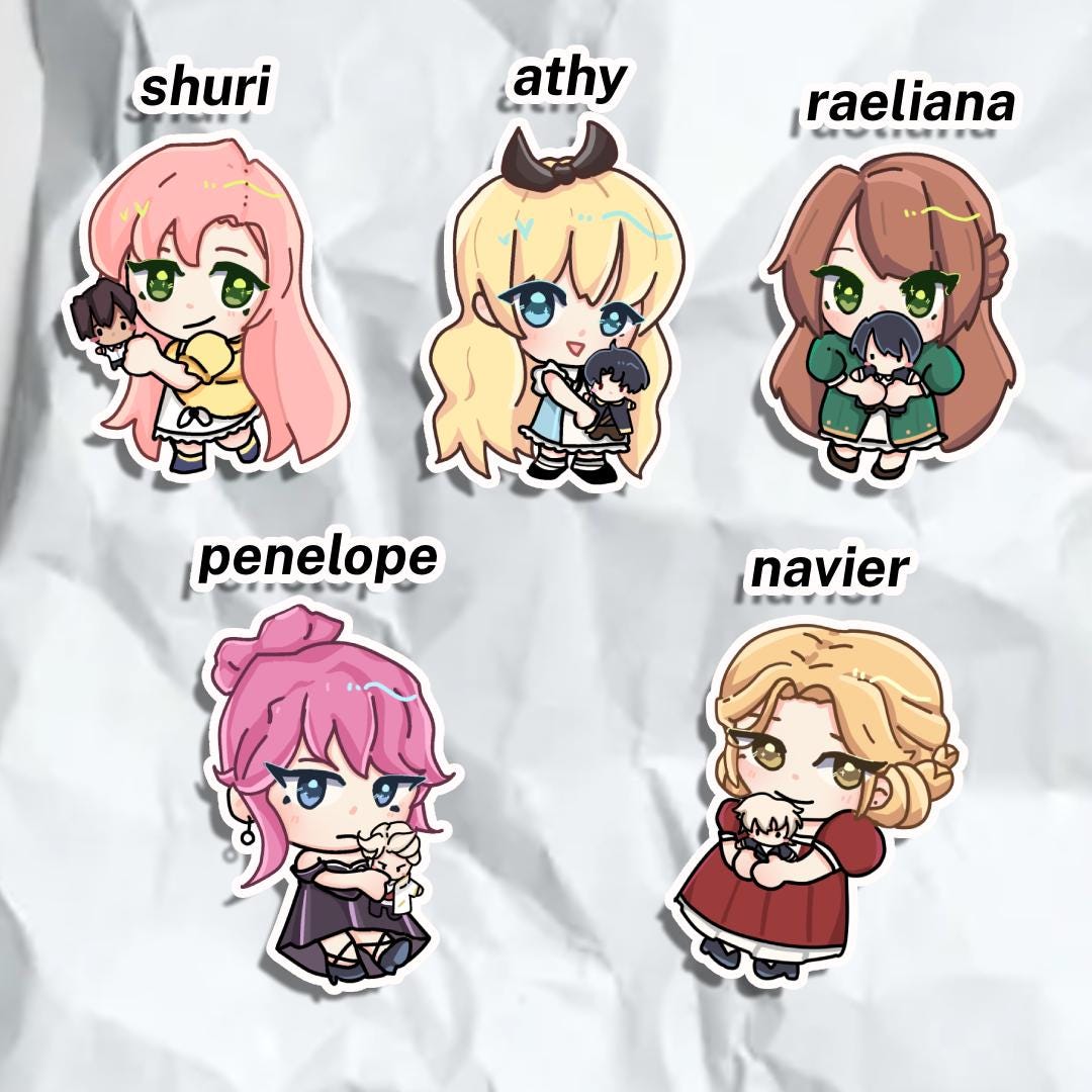 Otome Isekai Chibi Sticker: Manhwa Mcs - Athy, Shuri, Raeliana ...