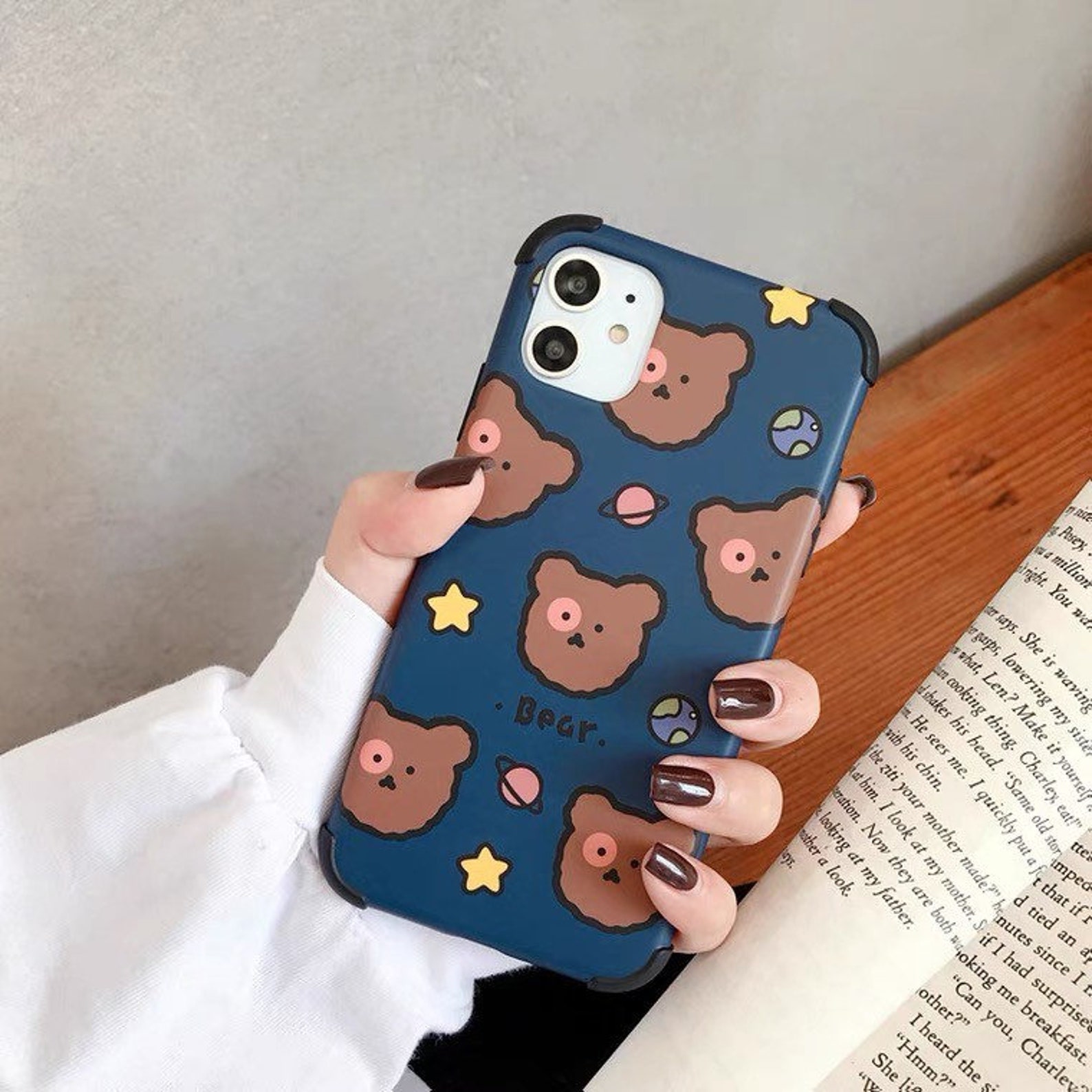 Navy Blue Teddy Bear Planet Phone Case/iPhone 11 Pro | Etsy