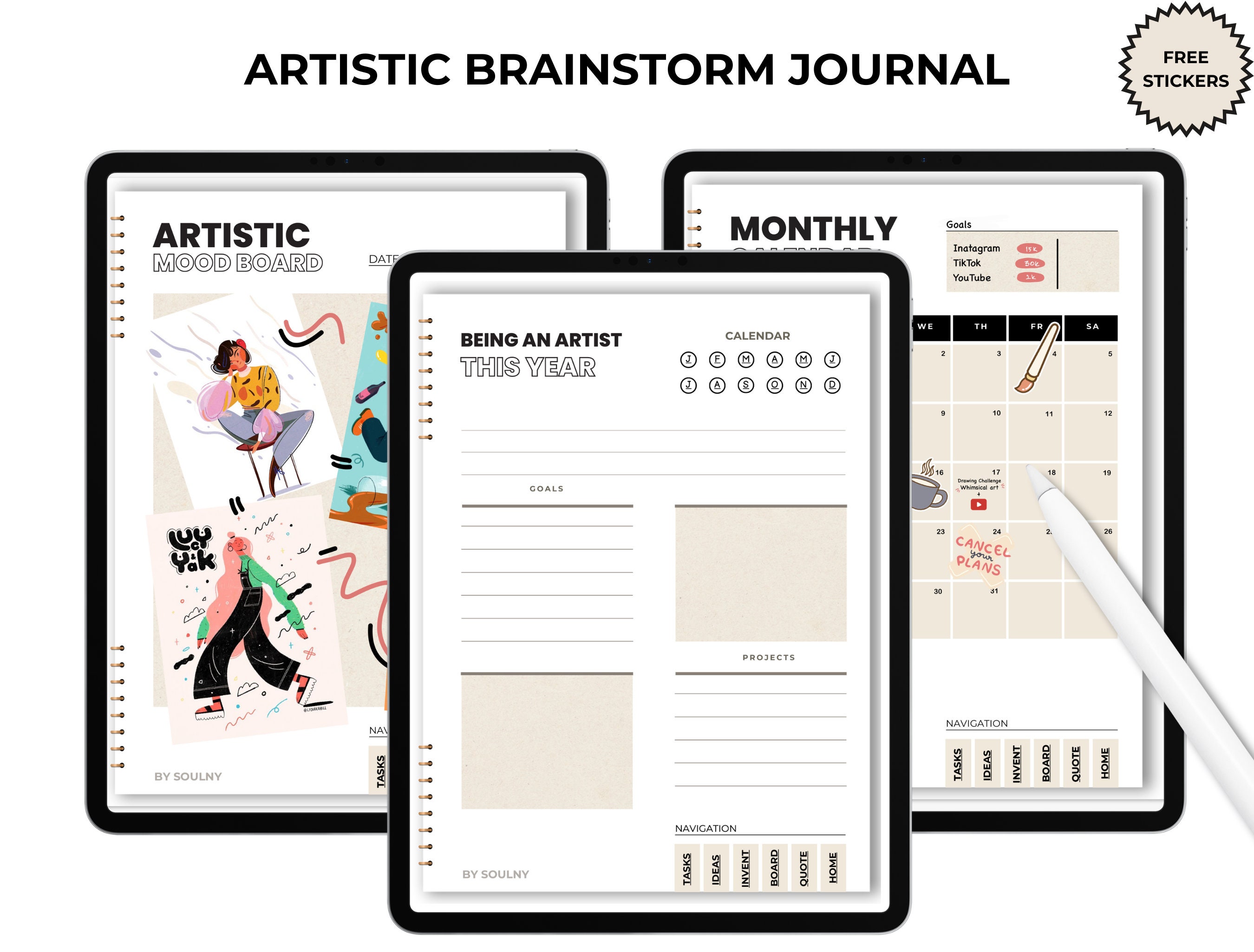 Digital Artistic Brainstorm Journal With Hyperlinks and FREE - Etsy