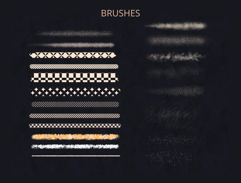 Retro Procreate Brushes: Vintage Textures, Patterns (26 Brush Set ...