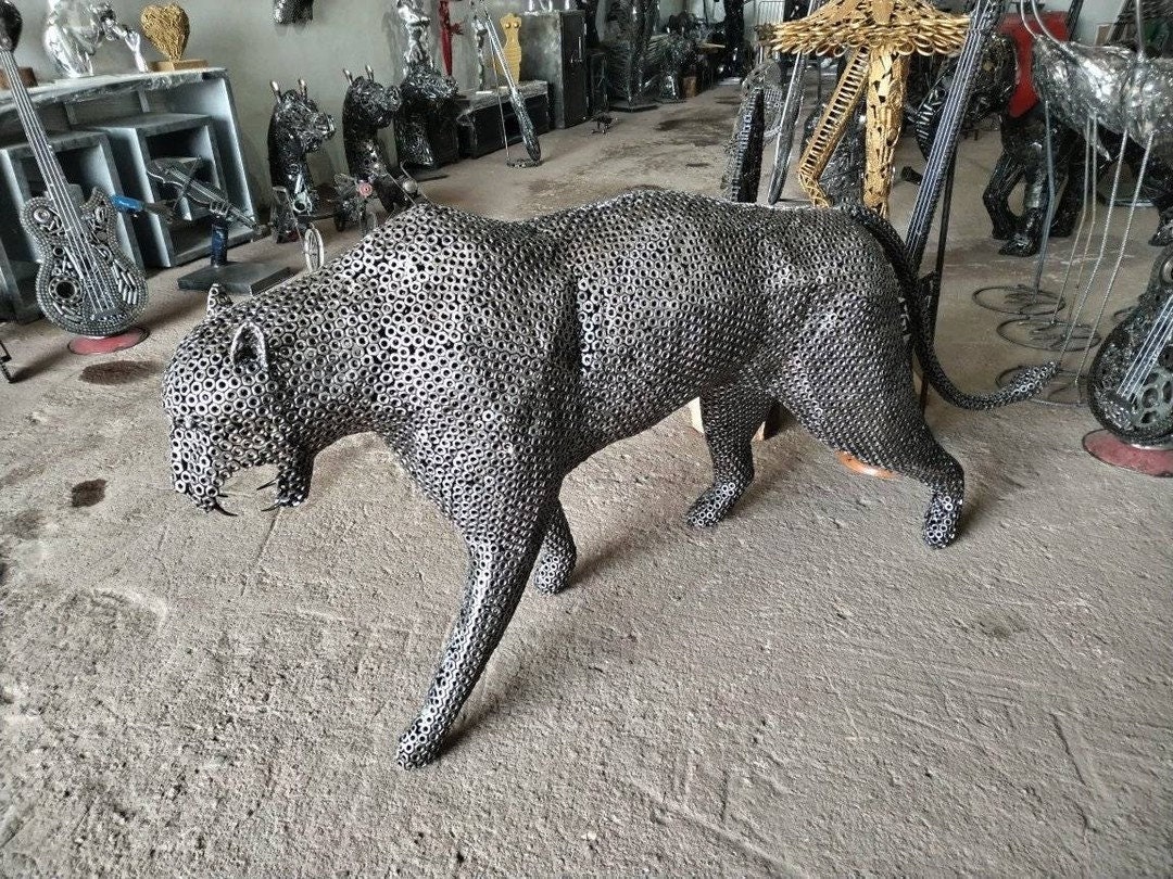 Handmade Real Size Leopard Statue From Junk Metal Decoration - Etsy