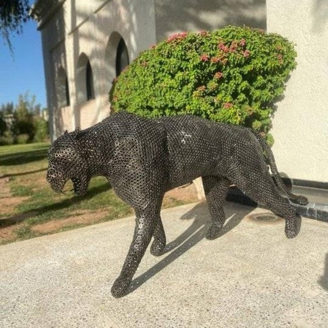 Handmade Real Size Leopard Statue From Junk Metal Decoration - Etsy