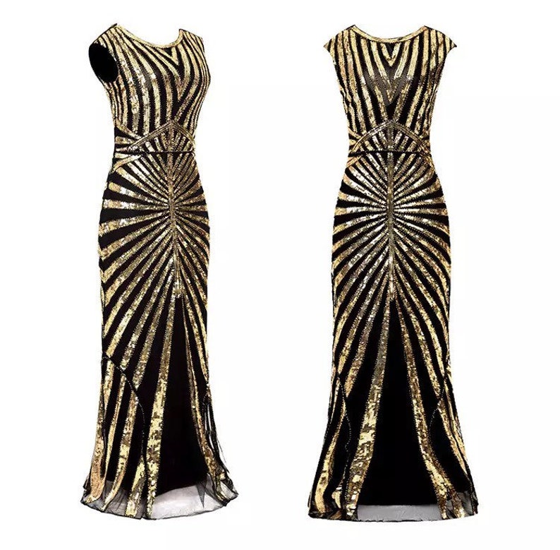 Vestido Flapper Gatsby Roaring 20s Art Deco Sequins Retro - Etsy