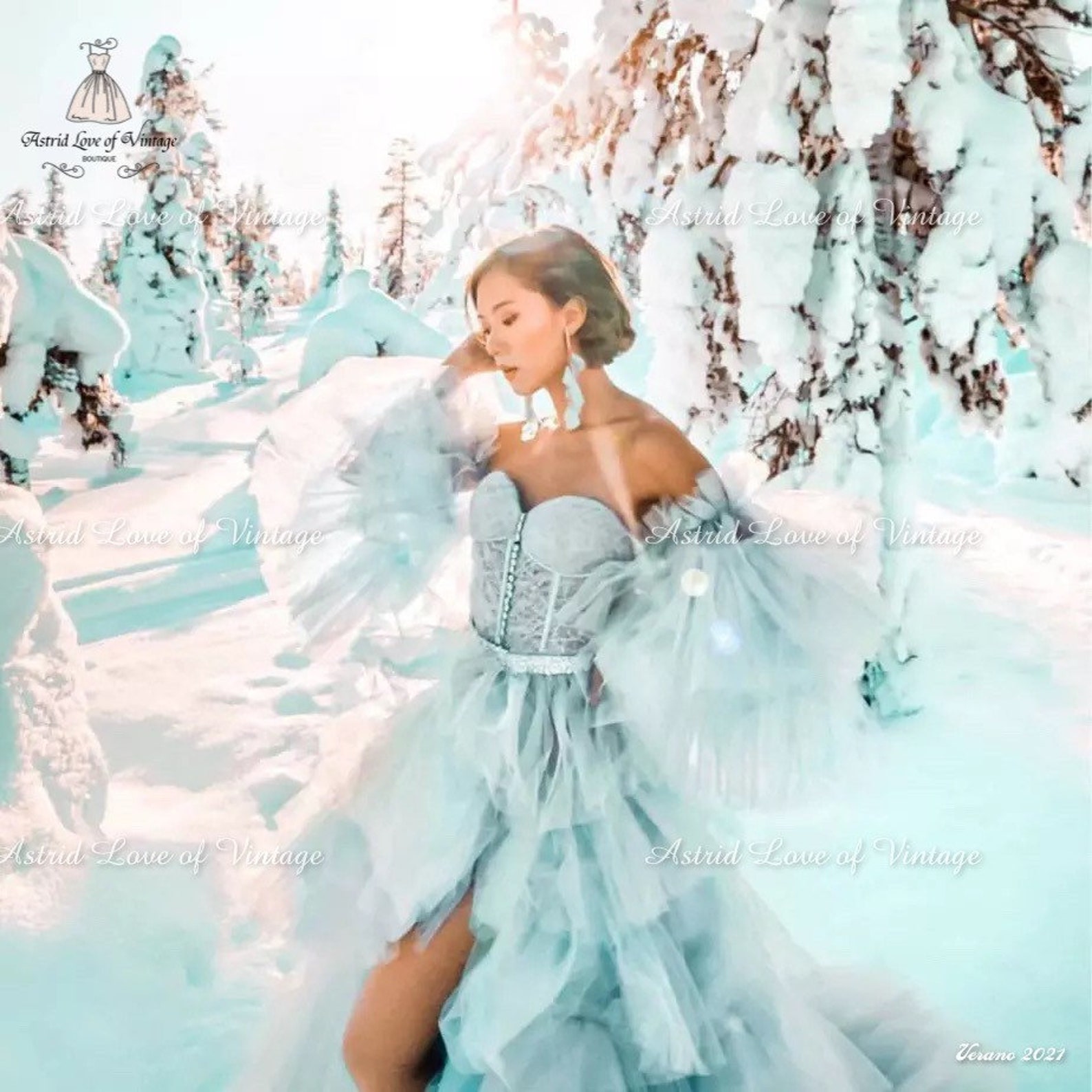 Blue Snow Queen Dress Tulle Pastel Princess Barbie Doll Palace - Etsy