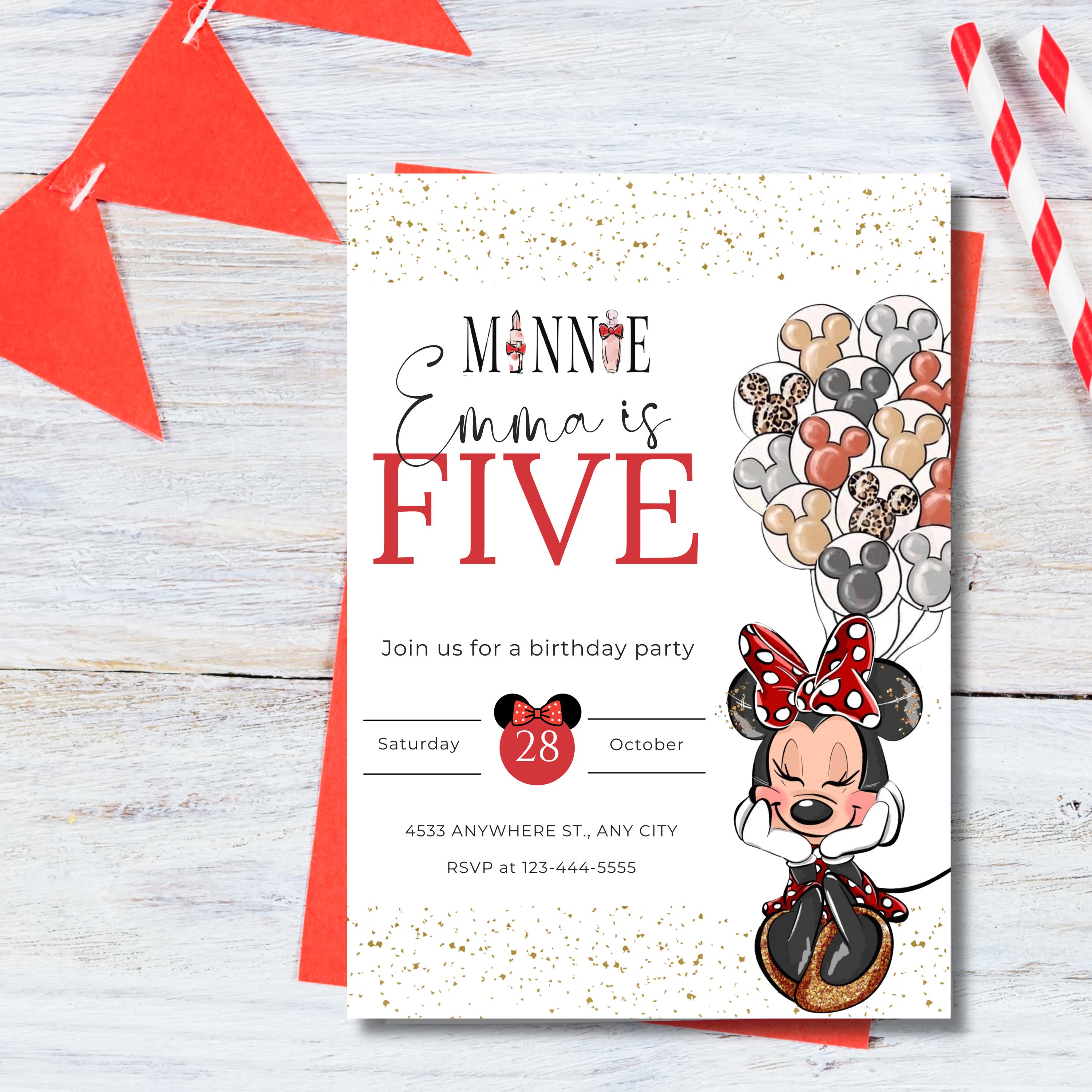 Minnie Mouse Invitation, Invitation for Girl, Birthday Invitation ...