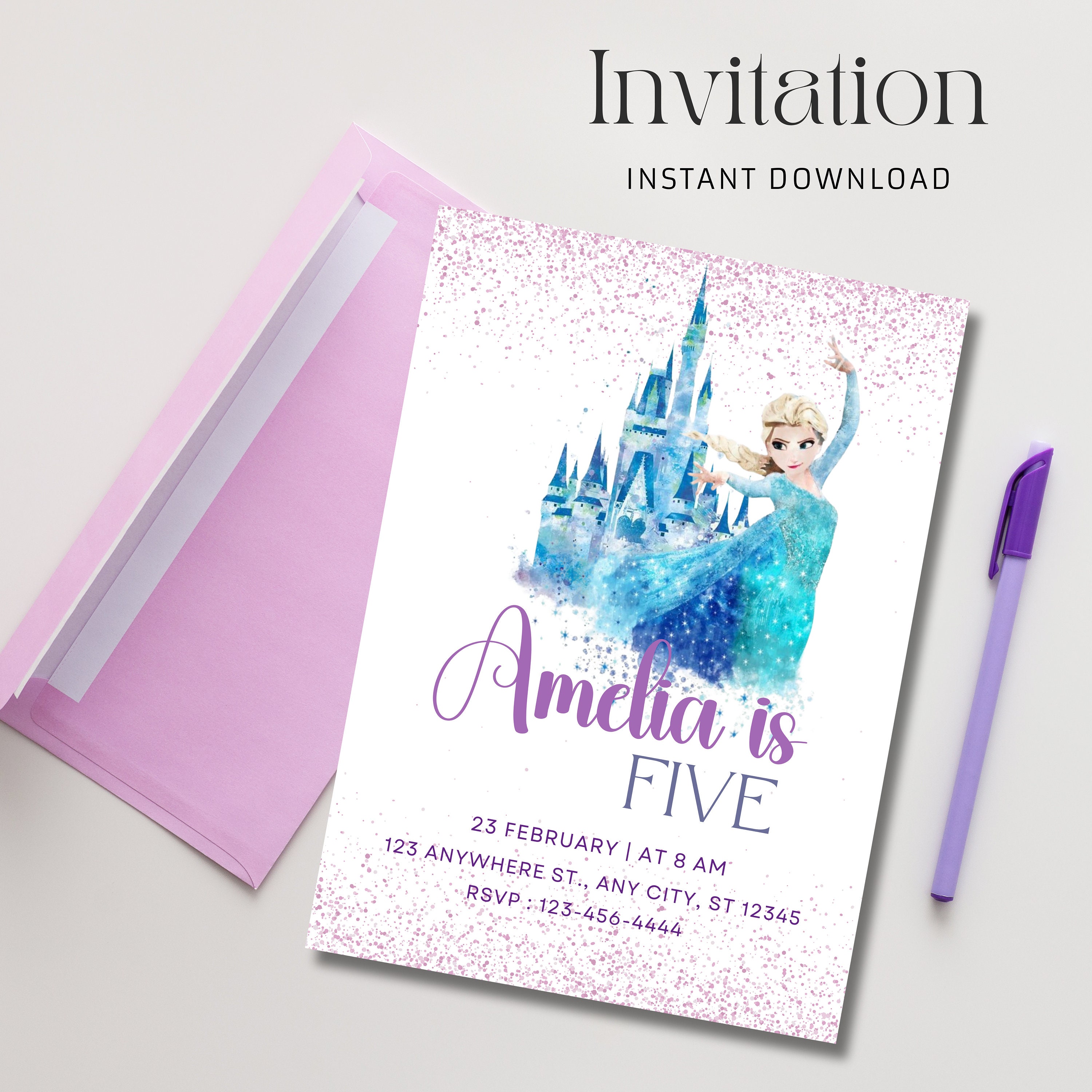 Frozen Elsa Invitation, Elsa Birthday Invitation, Invitation for Girl ...