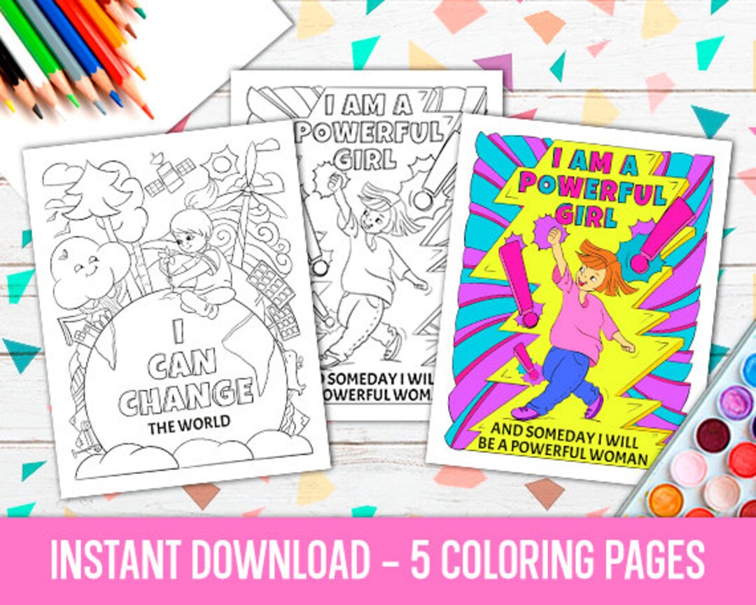 Girls Coloring Pages for Strength and Fun Girls Printables - Etsy