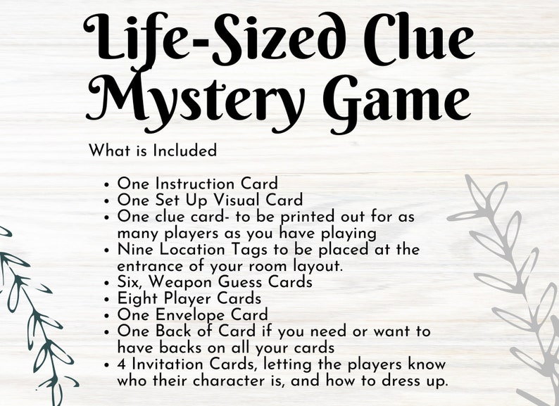 Life-sized Clue Mystery Game - Etsy