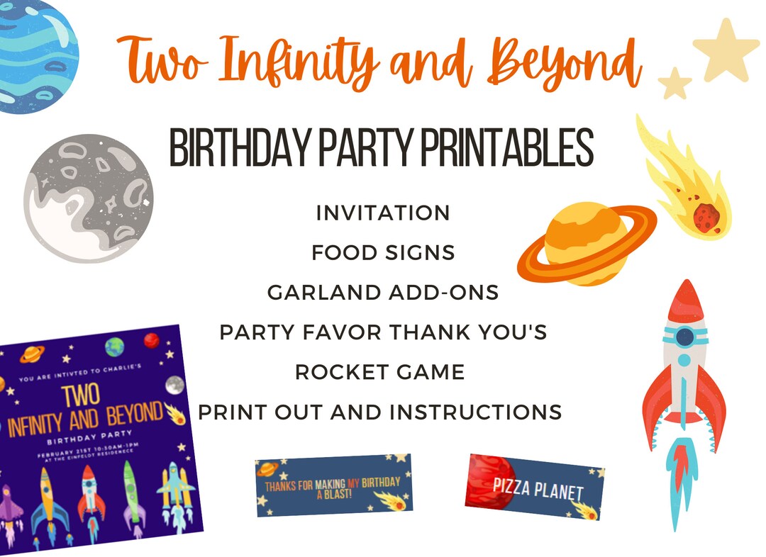 TWO Infinity and Beyond Space Printable Party - Etsy