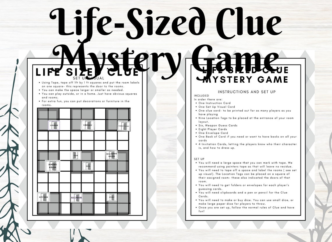 Life-sized Clue Mystery Game - Etsy