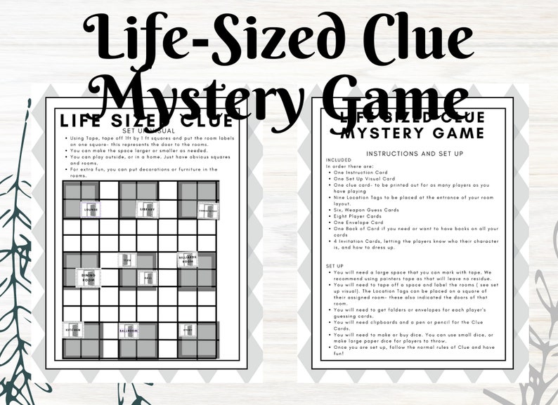 Life-sized Clue Mystery Game - Etsy