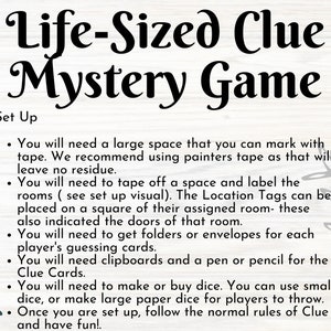 Life-sized Clue Mystery Game - Etsy