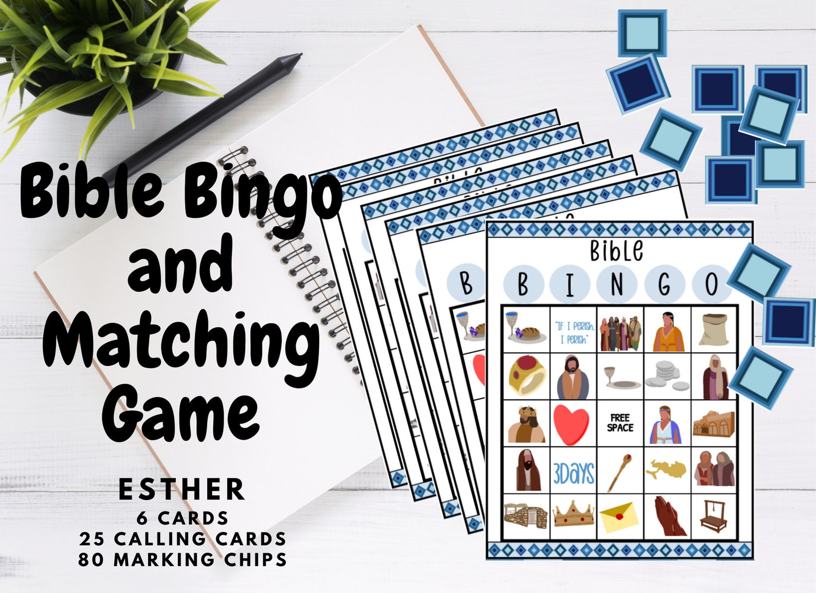 Bible Bingo and Matching Game : Esther - Etsy