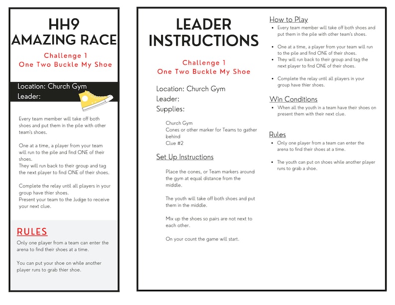 Amazing Race Printable Game - Etsy