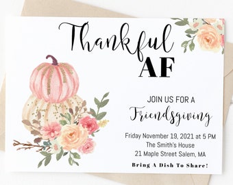 Thankful Af Invitation - Etsy