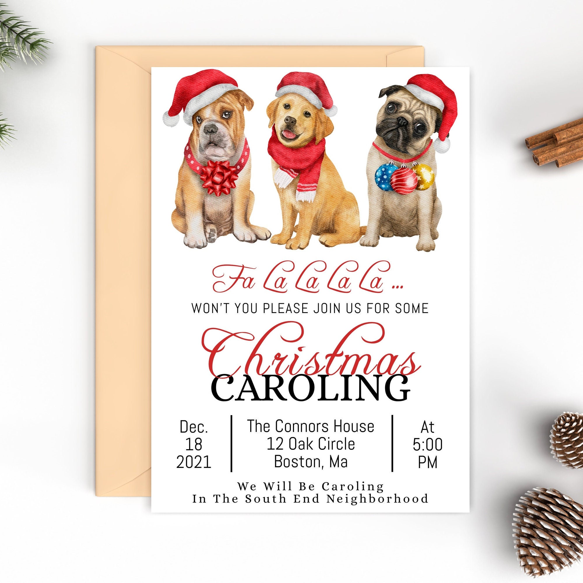EDITABLE PRINTABLE Christmas Caroling Invitation Template 5 X - Etsy