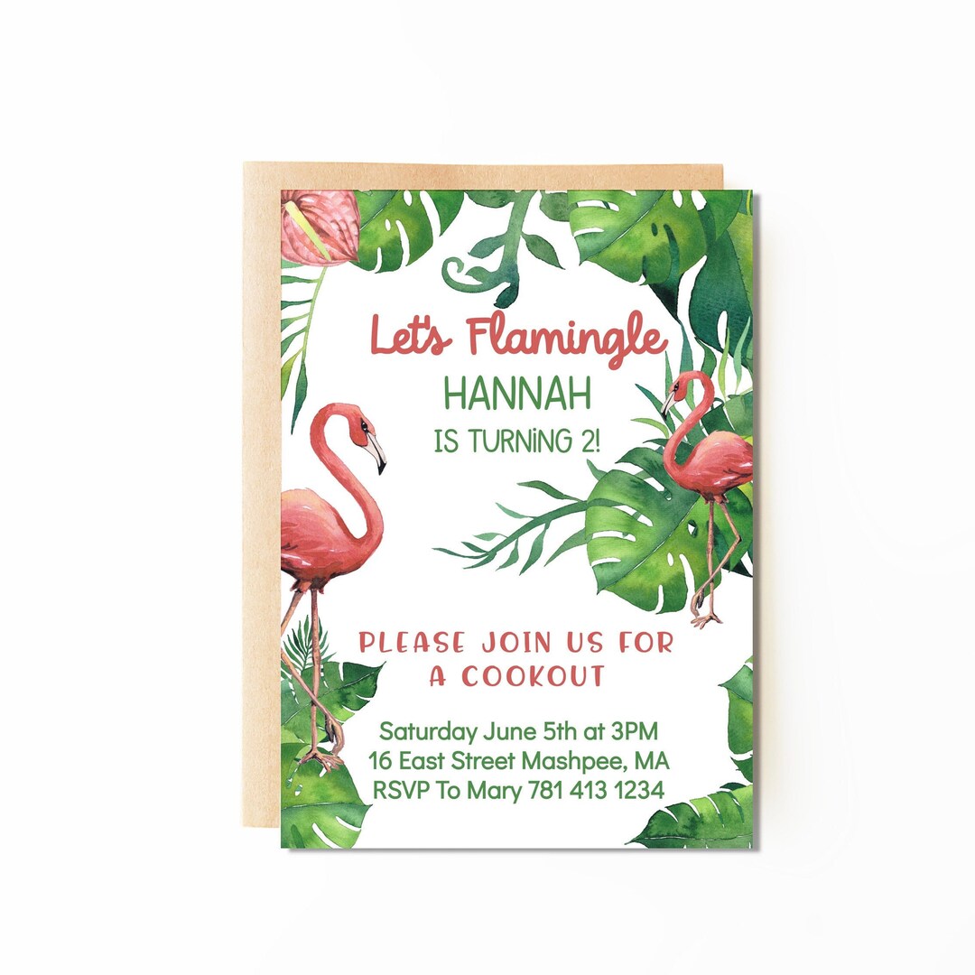 Let's Flamingle Birthday Party Invitation 5x7 Editable Template ...