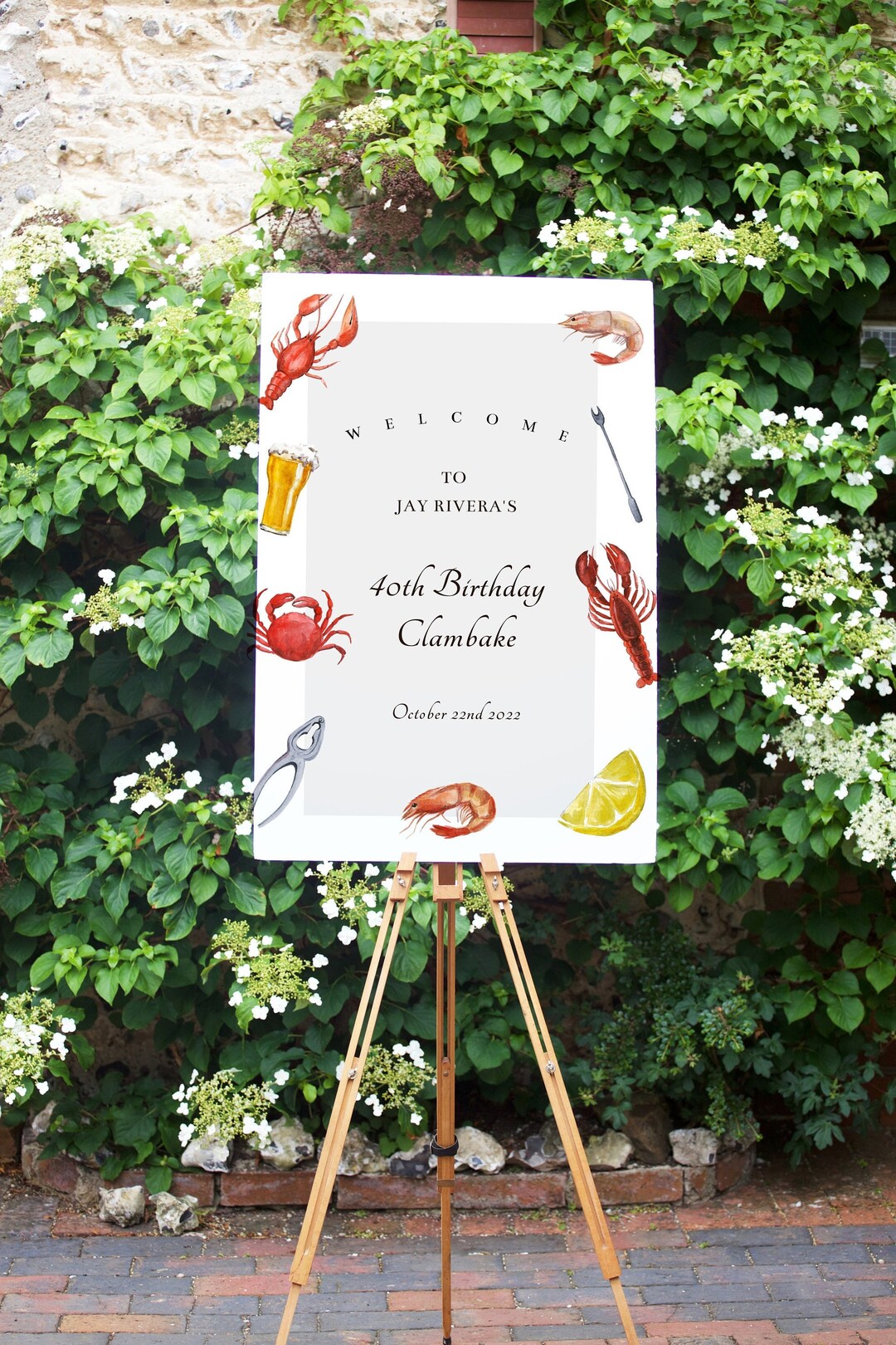 Welcome Sign for Clambake Template, Birthday Clambake Party, Nautical ...