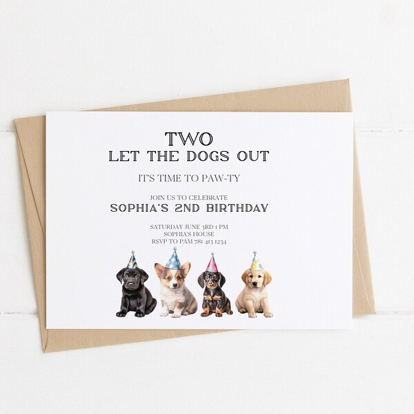 Two Let the Dogs Out Invitations - Etsy