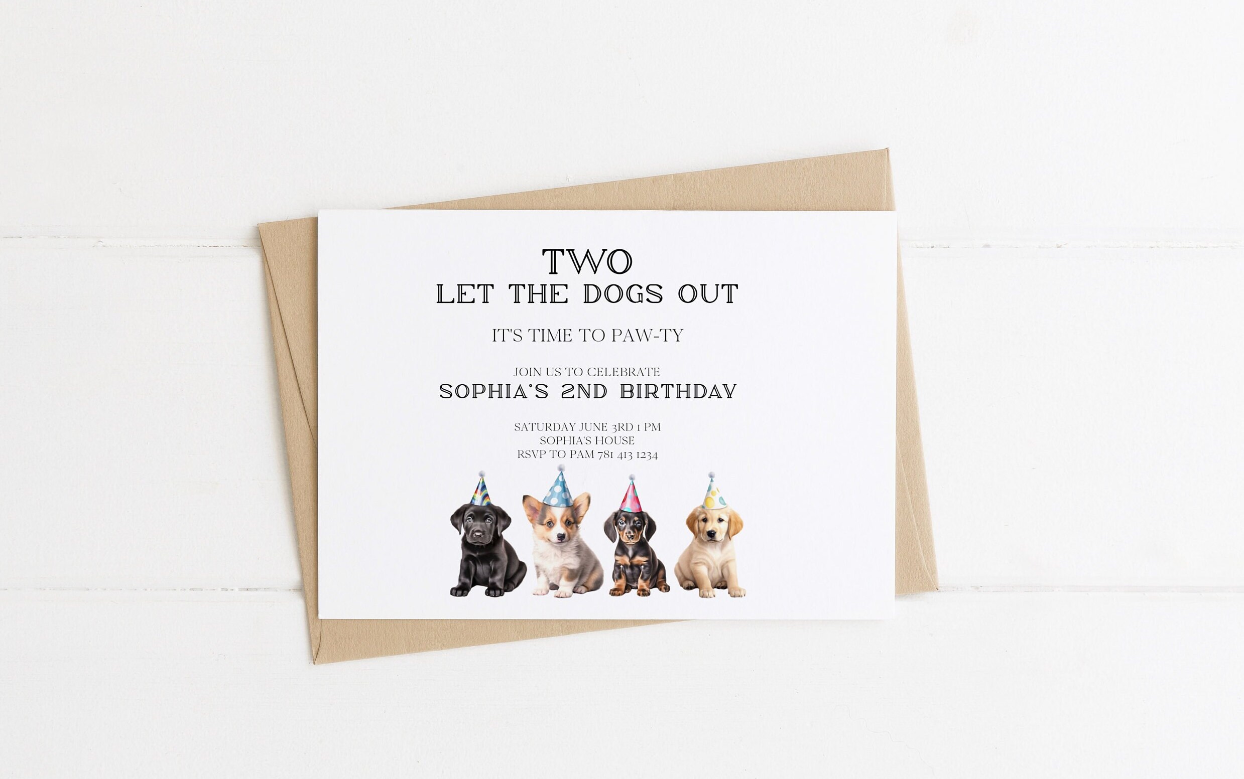 Two Let the Dogs Out Birthday Party Invitation Template, Second Bday ...