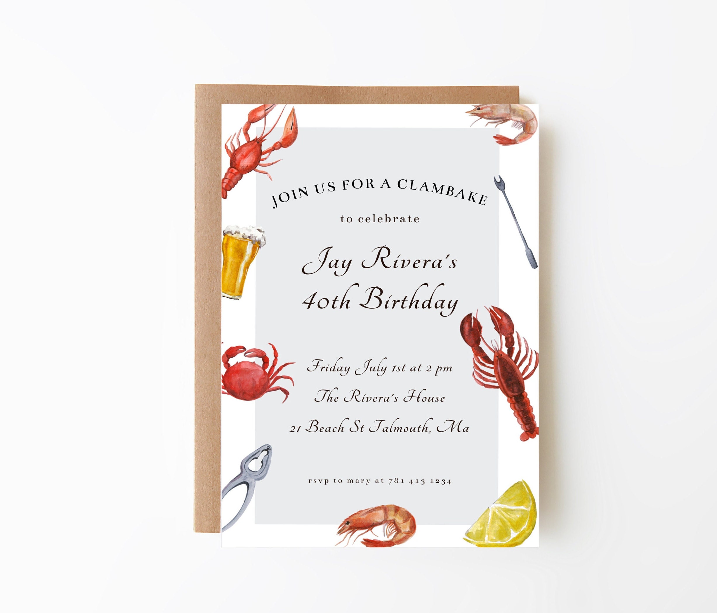 Clambake Invitation Template Lobster Bake Lobster Boil - Etsy