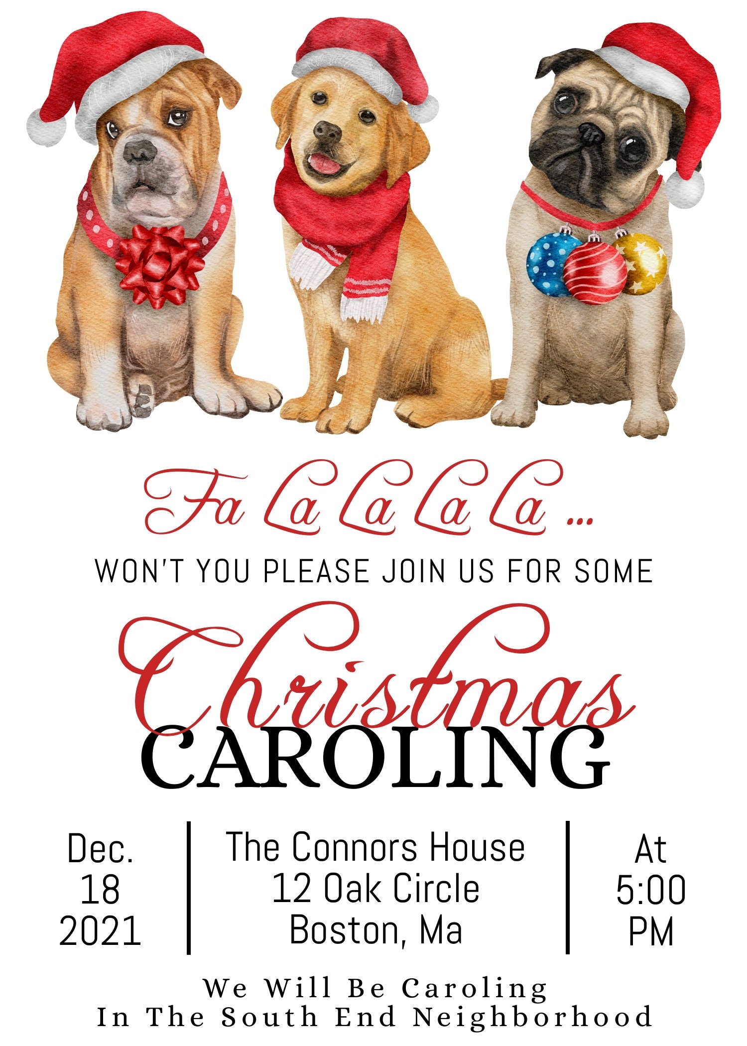 EDITABLE PRINTABLE Christmas Caroling Invitation Template 5 X - Etsy