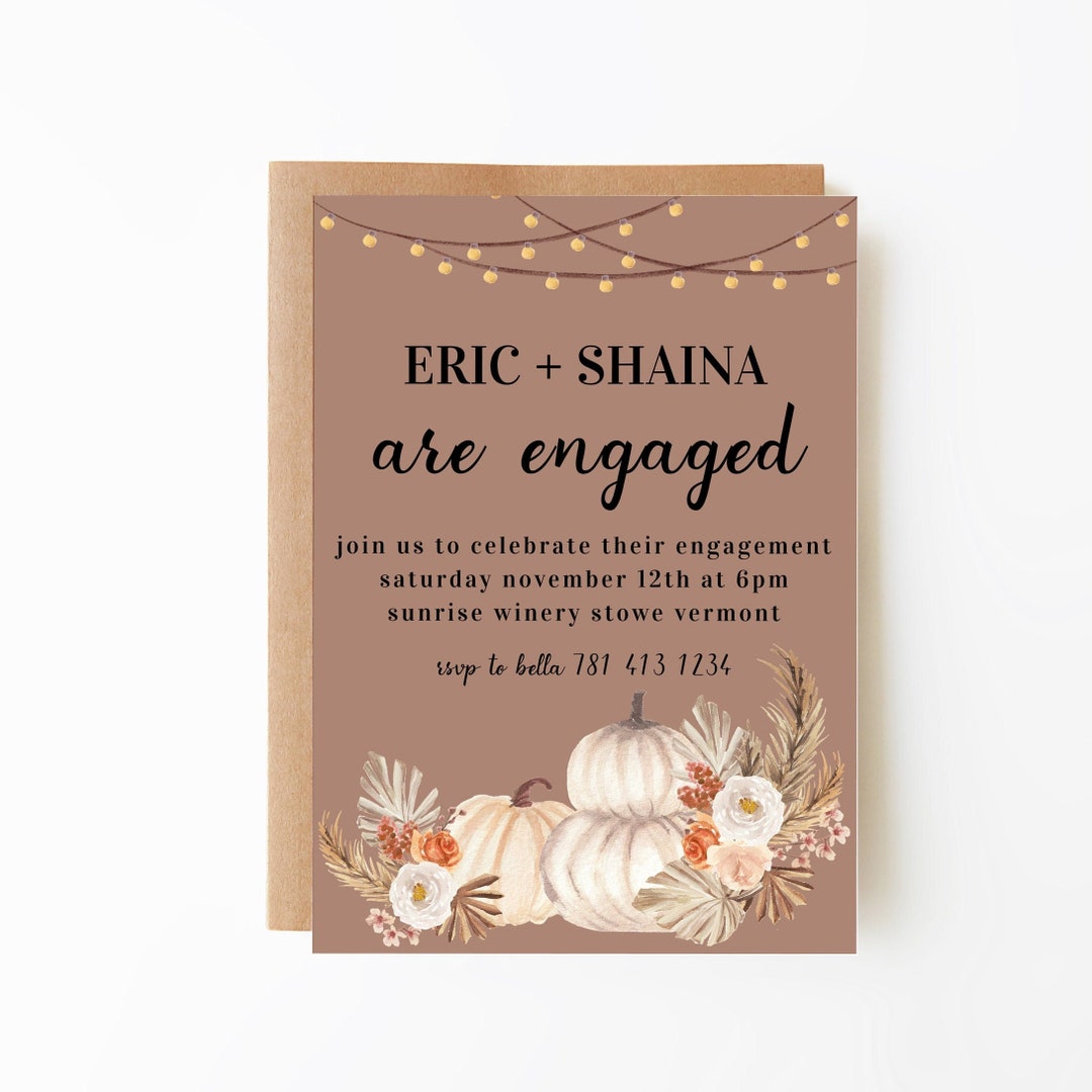 EDITABLE PRINTABLE Fall Engagement Party Invitation Template, 5 X 7 ...