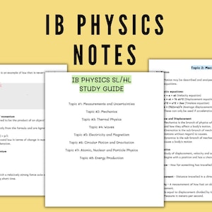 IB Physics Notes Detailed Study Guide International Baccalaureate Study ...