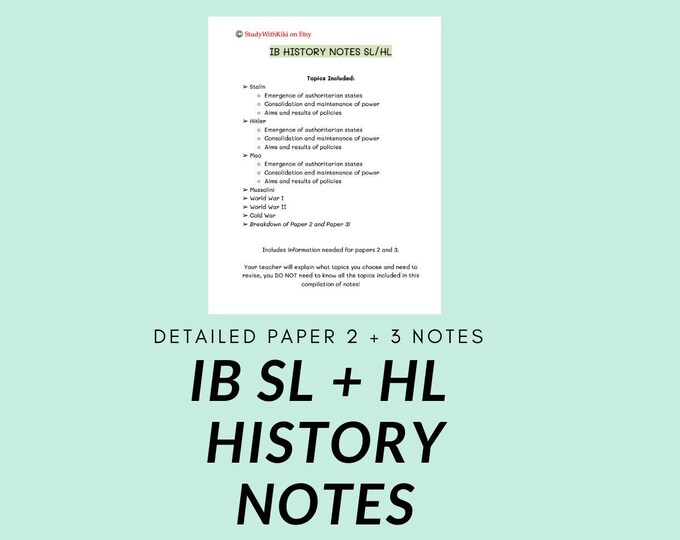 IB SL/HL Detailed History Notes Paper 2 3 International Baccalaureate ...