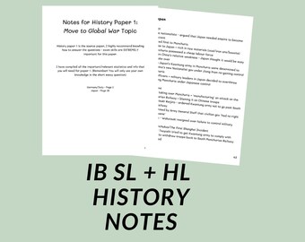 IB SL/HL Detailed History Notes Paper 2 3 International Baccalaureate ...