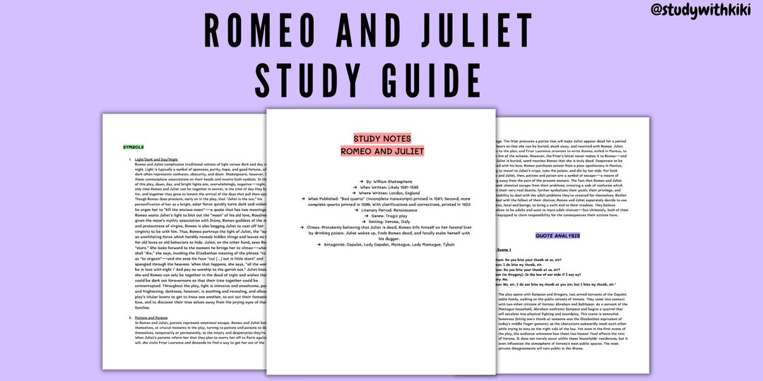 Romeo and Juliet Study Guide and Notes | for Gcse/igcse/a Level/ib/ap ...