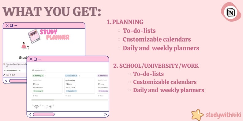 Aesthetic/cute Notion Template! | Student Notion Template Planner - Etsy