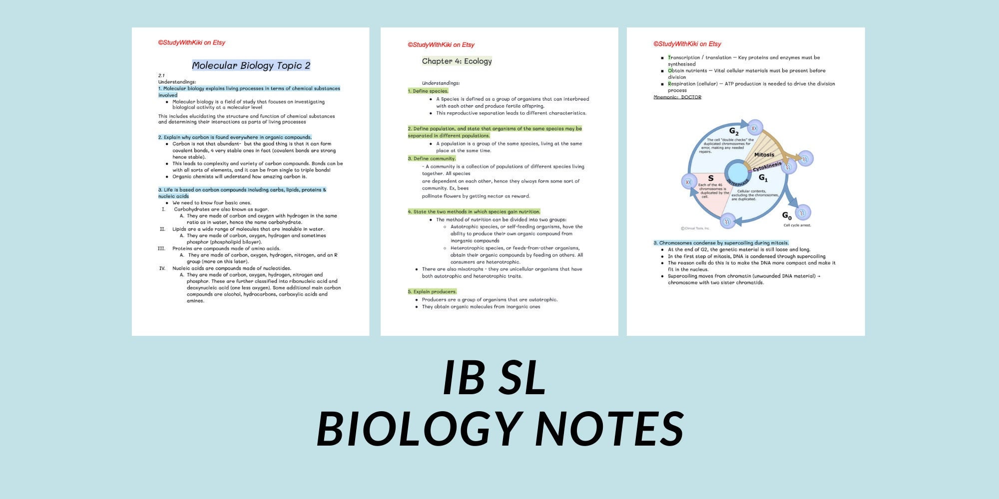IB SL Biology Notes Detailed Study Guide International Baccalaureate ...