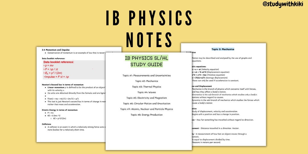IB Physics Notes Detailed Study Guide International Baccalaureate Study ...