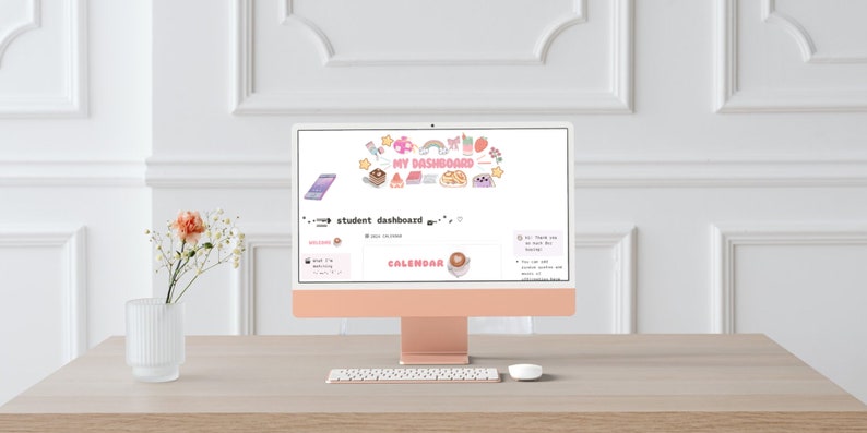 Aesthetic/cute Notion Template! | Student Notion Template Planner - Etsy